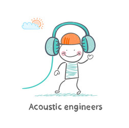 Acoustic engineer with notes Royalty Free Vector Image