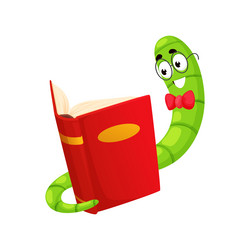 Cartoon bookworm character cute book worm animals Vector Image