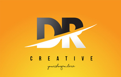 Dr d r letter modern logo design with yellow Vector Image
