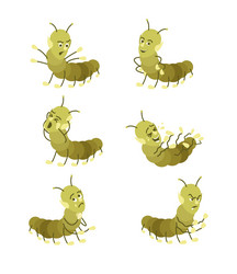 Funny cute centipede shows different emotions Vector Image