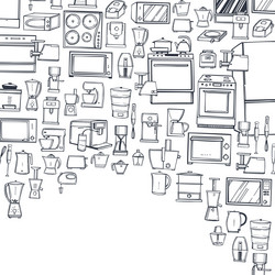 Kitchen appliances set sketch Royalty Free Vector Image