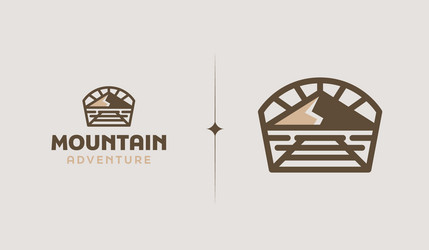 Mountain and sun rays mount peak hill nature Vector Image