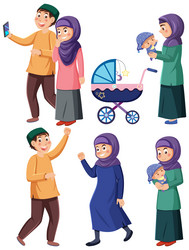 Muslim cartoon characters Royalty Free Vector Image