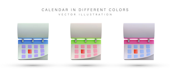 Set of tear off calendars paper planner Royalty Free Vector