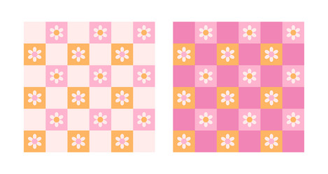 Daisy flowers on checkered backgrounds Royalty Free Vector