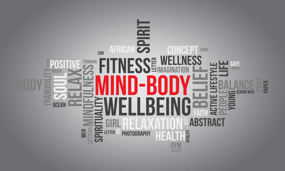 Mind-body world cloud background mental health Vector Image