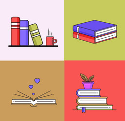 Books set in line design trend style open book Vector Image