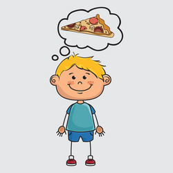 Boy eating pizza Royalty Free Vector Image - VectorStock