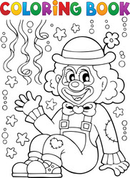 Coloring book with happy clown 8 Royalty Free Vector Image
