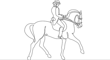 Continuous line drawing rider on horseback Vector Image