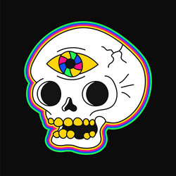 Psychedelic trippy skull with open third eye Vector Image