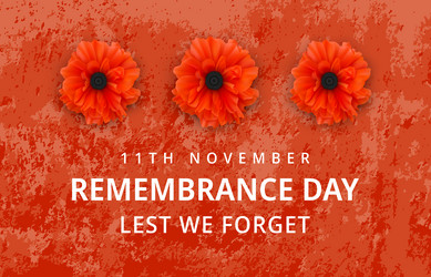 Remembrance day poster poppy flower Royalty Free Vector