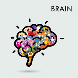 Creative brain sign with key symbol Royalty Free Vector
