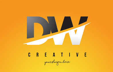 Dw d w letter modern logo design with yellow Vector Image