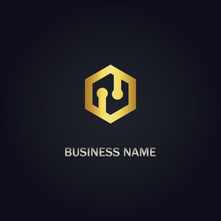 S initial polygon company gold logo Royalty Free Vector