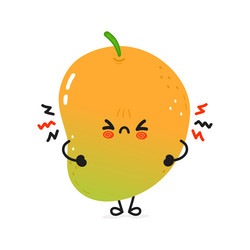 Cute funny crying angry mango character hand Vector Image