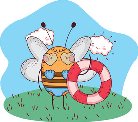 Cute little bee with swimsuit and float Royalty Free Vector