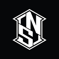 Ns logo monogram hexagon shield shape up and down Vector Image