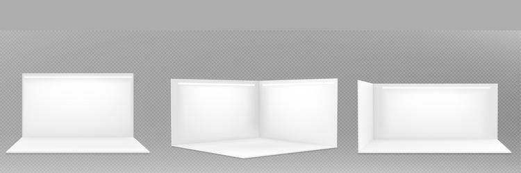 Set of realistic 3d booth mockups Royalty Free Vector Image