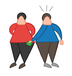 Cartoon thief man stealing money from other Vector Image