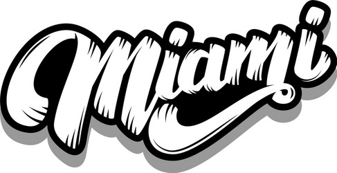 Miami brush script lettering Royalty Free Vector Image