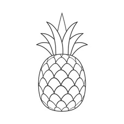 Pineapple cartoon outline clip art simple flat Vector Image