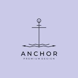 Cross anchor line art logo design Royalty Free Vector Image
