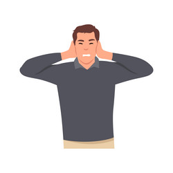 Businessman covering his ears with hands Vector Image