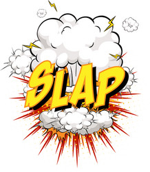 Word slap on comic cloud explosion background Vector Image