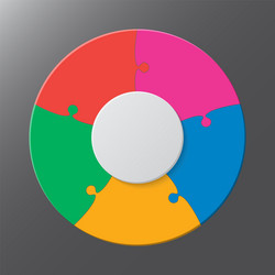 Five pieces jigsaw puzzle circles info graphic Vector Image