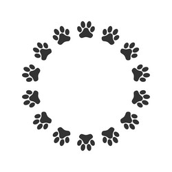 Round frame colorful paws animals Royalty Free Vector Image