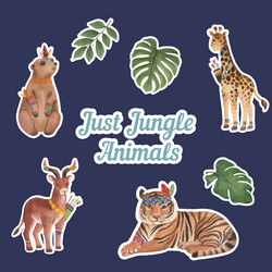 Sticker template with monkey in the jungle Vector Image