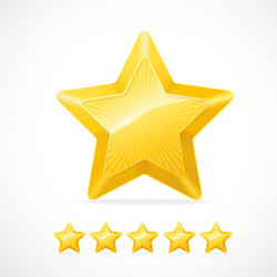Star rating with five gold stars concept Vector Image