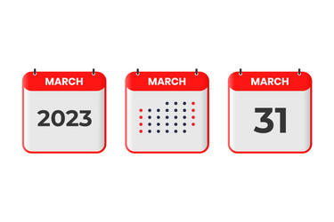 31st march calendar icon 31 date Royalty Free Vector Image