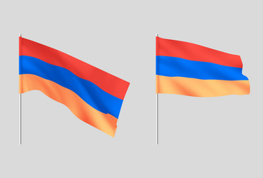 Armenian flags set of national realistic Vector Image