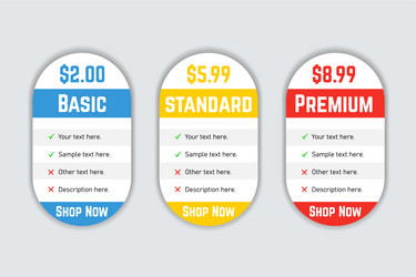 Rectangular price list template for website Vector Image
