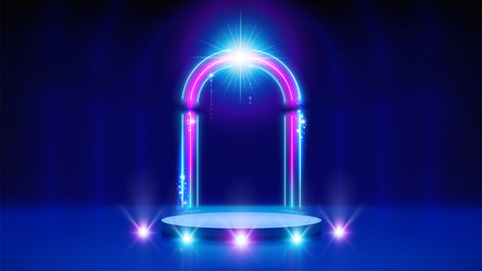 Neon triangular arch podium led arcade stage Vector Image