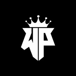 Pw logo monogram shield shape with crown design Vector Image