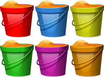 Cartoon buckets water pails metal and plastic Vector Image