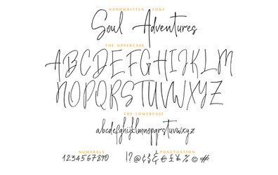 Hand drawn soul adventures font alphabet Vector Image