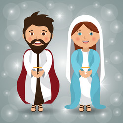 Joseph and sheep manger nativity merry christmas Vector Image