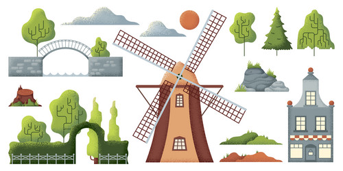 Natural landscape element rock with growing green Vector Image