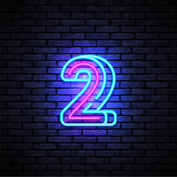 Number two symbol neon sign Royalty Free Vector Image