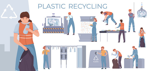 Plastic recycling collage composition Royalty Free Vector