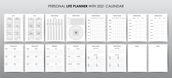Calendar yearly planner template for 2021 Vector Image