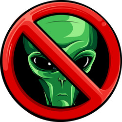 Monochromatic of no alien head sign Royalty Free Vector