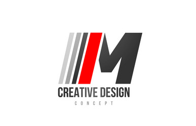 Black red m line alphabet letter icon logo Vector Image