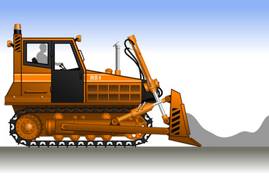 Crawler bulldozer blueprints Royalty Free Vector Image