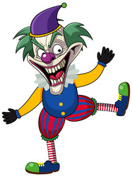 Creepy joker cartoon character Royalty Free Vector Image