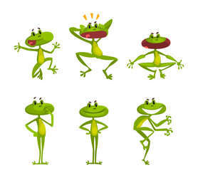 Funny green frog with protruding eyes expressing Vector Image